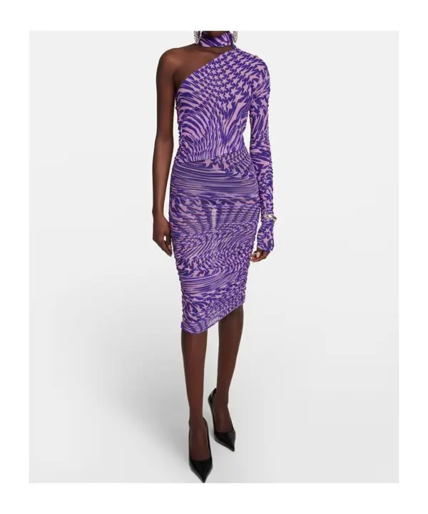 MUGLER Printed Mesh Lace Dress
