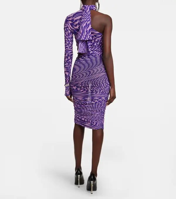 MUGLER Printed Mesh Lace Dress