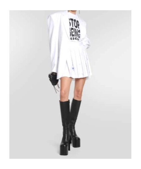 Vetements Printed Pleated Cotton Miniskirt