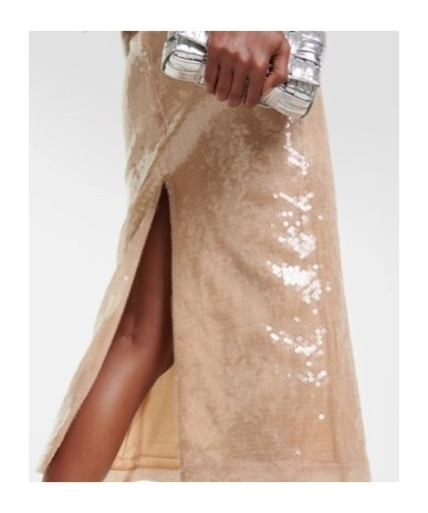 David Koma Feather-trimmed Sequined Midi Dress - Nude