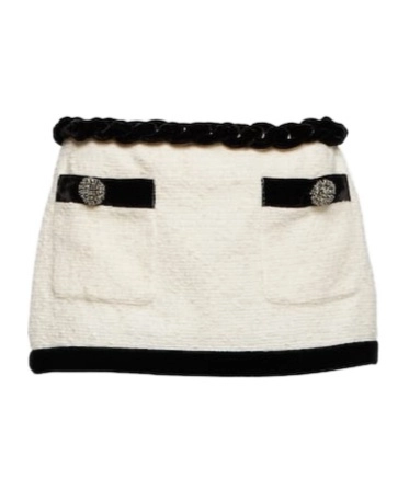 AREA Embellished Boucle Miniskirt