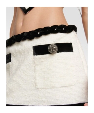 AREA Embellished Boucle Miniskirt