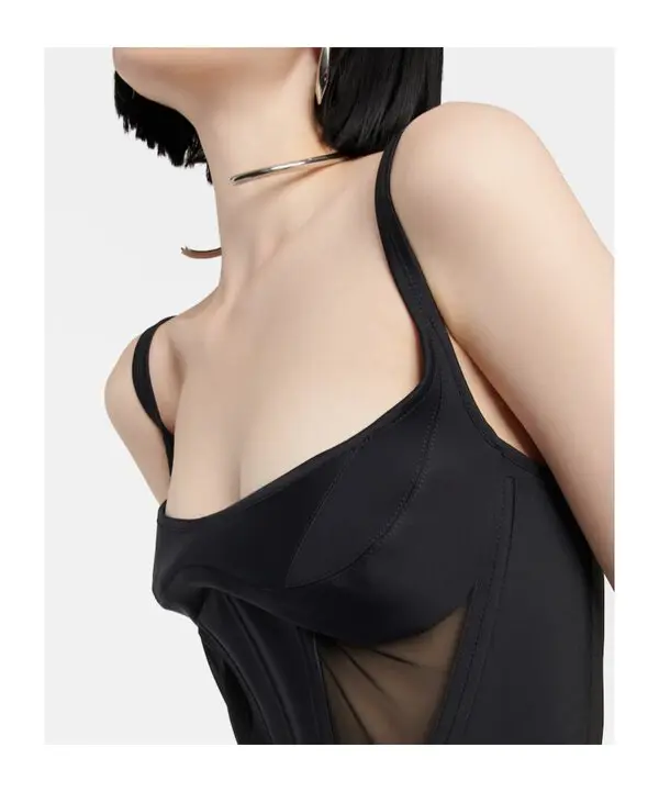 MUGLER Seam Bustle With Square Neckline