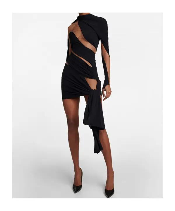 MUGLER Draped Sheer Decorative Dress