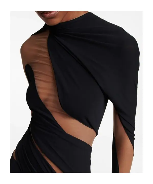MUGLER Draped Sheer Decorative Dress