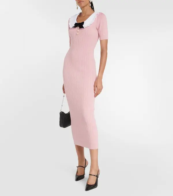 Alessandra Rich Embellished Cotton-blend Midi Dress