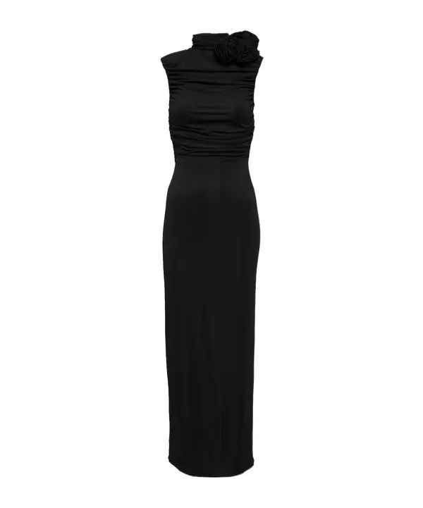 Magda Butrym Floral-appliqué Ruched Maxi Dress