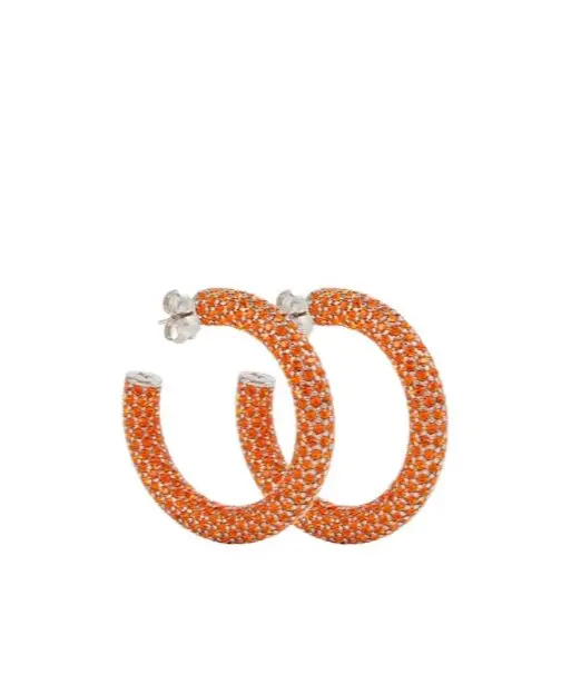 Amina Muaddi Cameron Medium Hoop Earrings - Pink