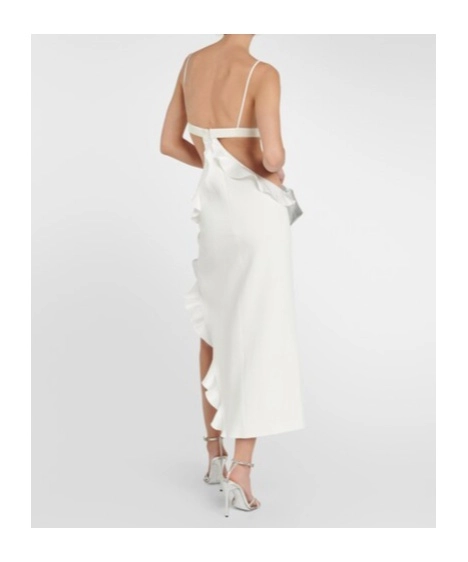 David Koma Ruffle-trimmed Asymmetrical Cutout Midi Dress
