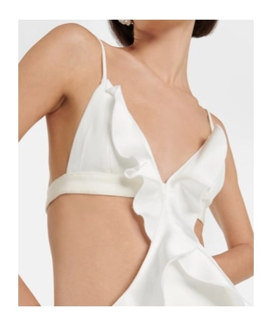 David Koma Ruffle-trimmed Asymmetrical Cutout Midi Dress