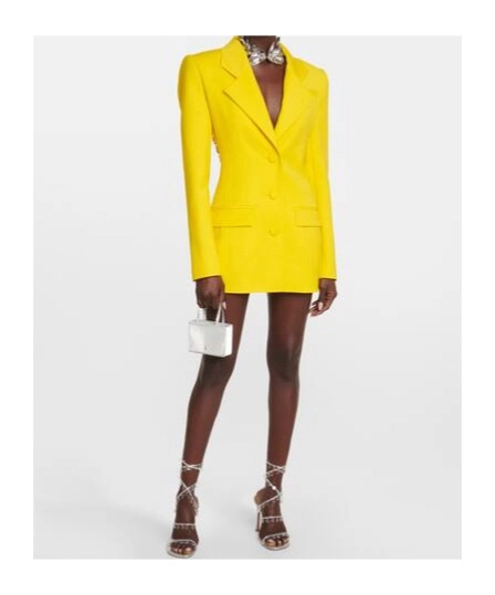 AREA Embellished Wool Blazer Minidress