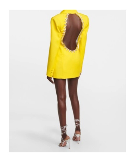 AREA Embellished Wool Blazer Minidress