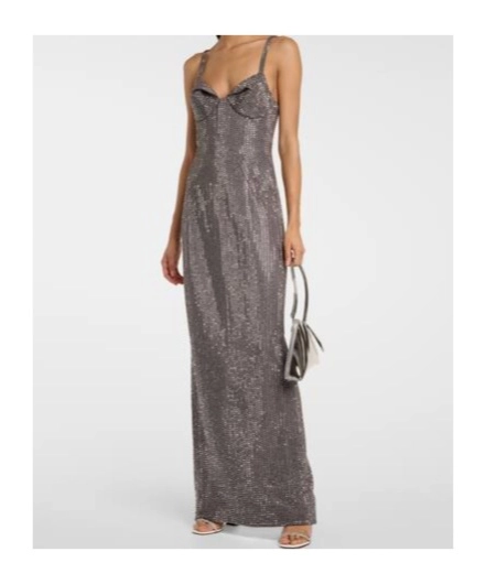 AREA Crystal-embellished Jersey Gown