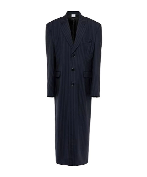 Vetements Oversized Pinstriped Wool Coat - Black