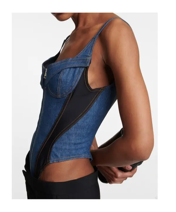 MUGLER Stitch-together Denim Jumpsuit