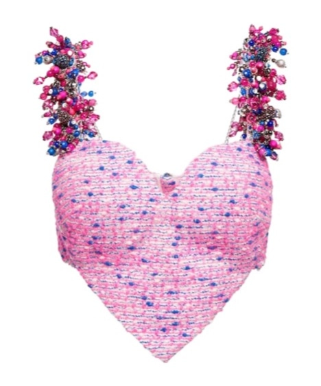 AREA Heart Embellished Crop Top