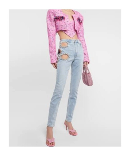 AREA Heart Embellished Crop Top