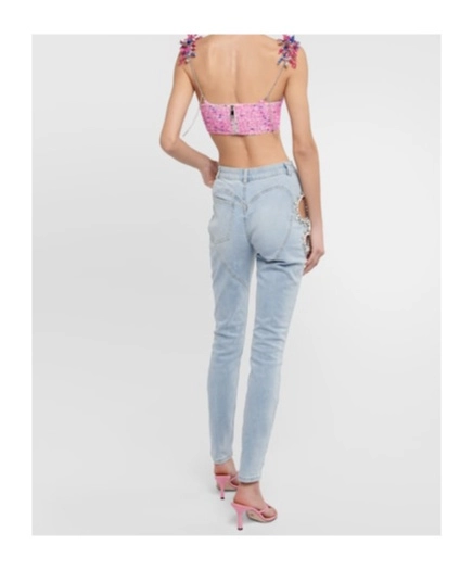 AREA Heart Embellished Crop Top