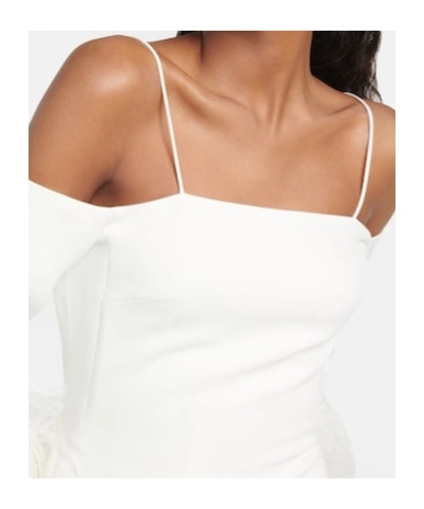 David Koma Feather-trimmed Off-shoulder Midi Dress