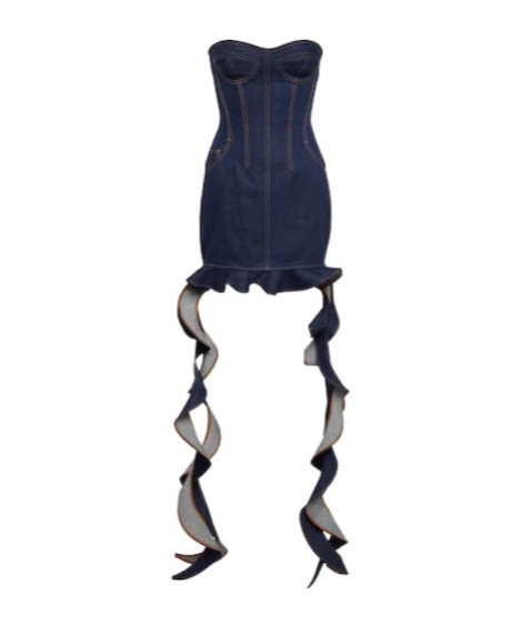 David Koma Corset Denim Minidress - Black