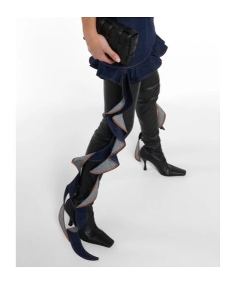 David Koma Denim Corset Minidress With Ruffle Detail