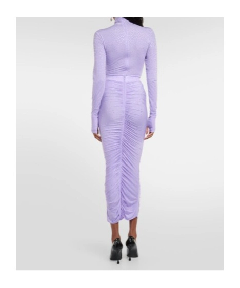 Alex Perry Crystal Embellished Ruched Midi Skirt