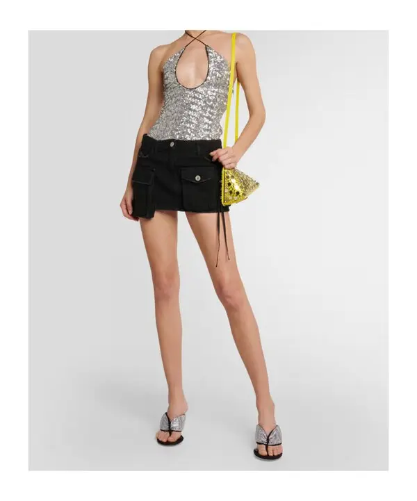 Attico Midnight Mini Embellished Leather Clutch