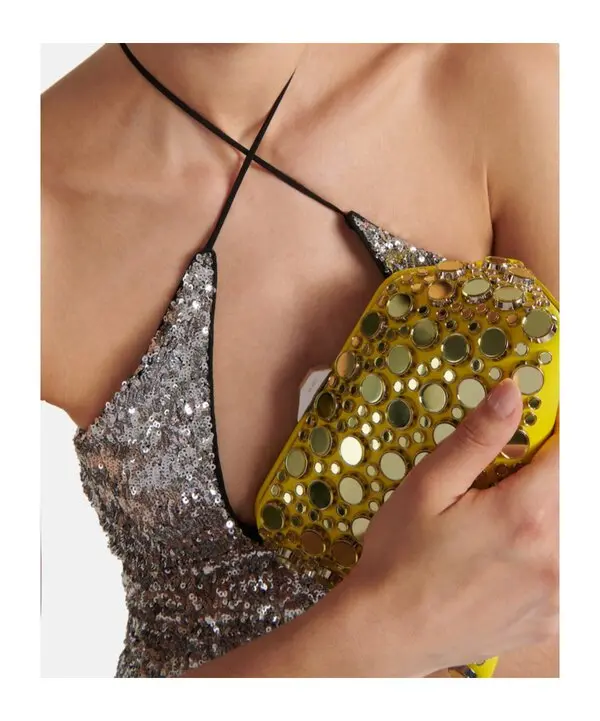 Attico Midnight Mini Embellished Leather Clutch