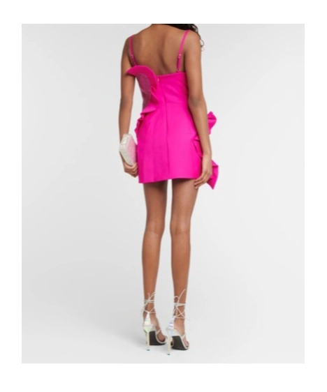 AREA Embellished Wool Crepe Mini Dress
