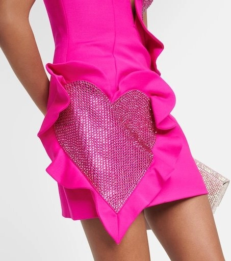 AREA Embellished Wool Crepe Mini Dress