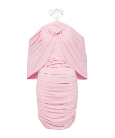 Magda Butrym Floral-appliqué Off-shoulder Wrap Dress - Pink