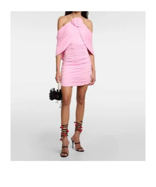 Magda Butrym Floral-appliqué Off-shoulder Wrap Dress