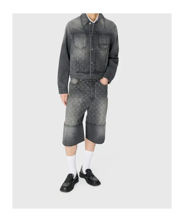 MARINE SERRE Moon Laser Grey Wash Denim Jacket