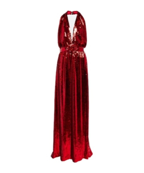 RODARTE Halterneck Sequined Corsage Gown - Red