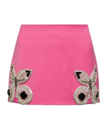 AREA Crystal-embellished Wool Miniskirt - Pink