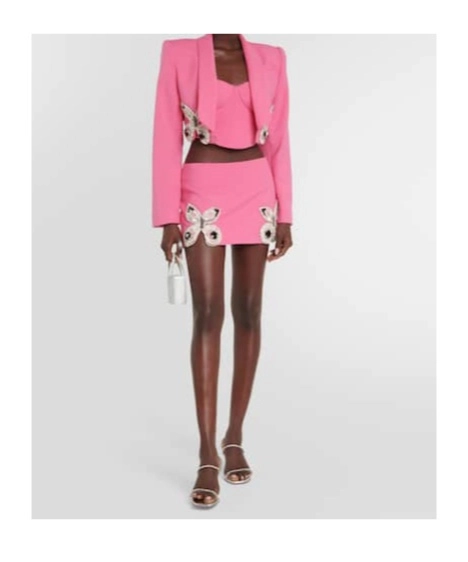 AREA Crystal-embellished Wool Miniskirt