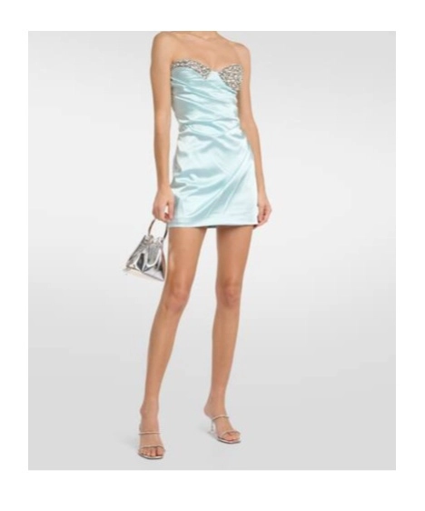 AREA Crystal-embellished Draped Satin Minidress
