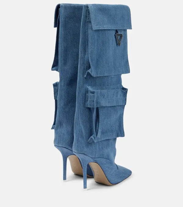 Attico Sienna Tube Denim Knee-high Boots - Blue