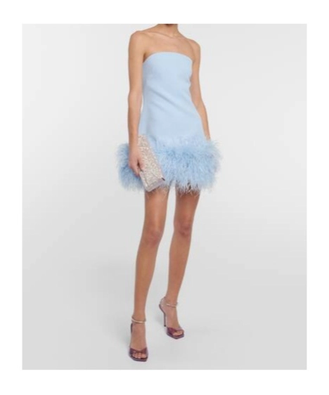 SAFIYAA LONDON Feather-trimmed Crepe Minidress