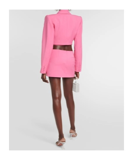 AREA Embellished Cropped Wool Blazer