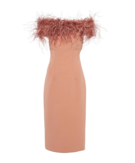 SAFIYAA LONDON Feather-trimmed Midi Dress