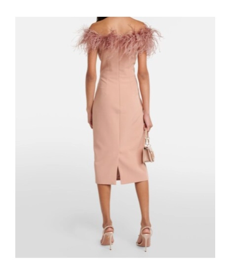 SAFIYAA LONDON Feather-trimmed Midi Dress