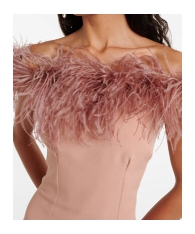 SAFIYAA LONDON Feather-trimmed Midi Dress