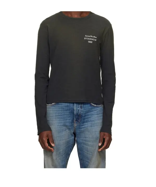 Acne Studios Distressed Logo T-shirt - Faded Black