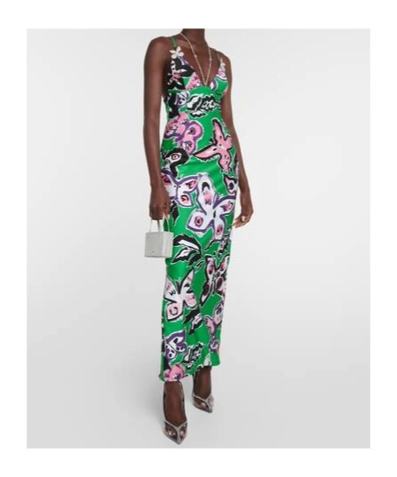 AREA Halterneck Embellished Printed Gown