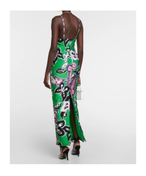 AREA Halterneck Embellished Printed Gown