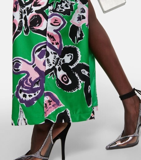 AREA Halterneck Embellished Printed Gown