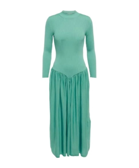 Stella McCartney Mockneck Wool Midi Dress