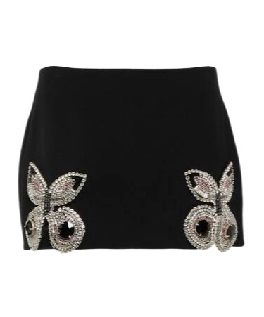 AREA Embellished Wool Miniskirt