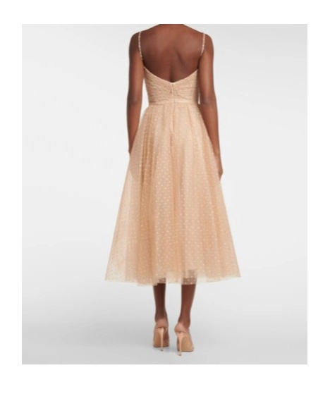 Monique Lhuillier Dotted Tulle Midi Dress